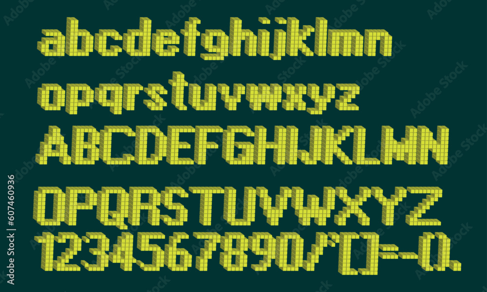 Colorful block letters and symbols. Colorful 3d Font. Isometric letters ...