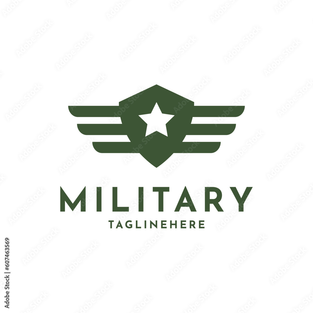 Military logo design template, with symbol shield and wing, military ...