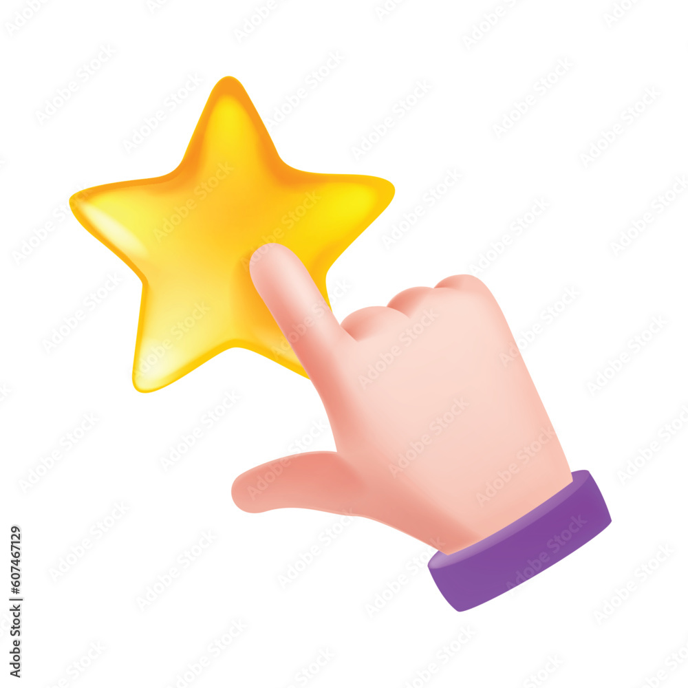 3D hand icon, finger click cursor, touch button vector illustration ...