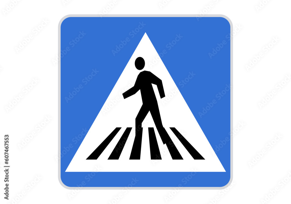 Señal de aviso de paso de cebra en fondo blanco. Stock Vector | Adobe Stock