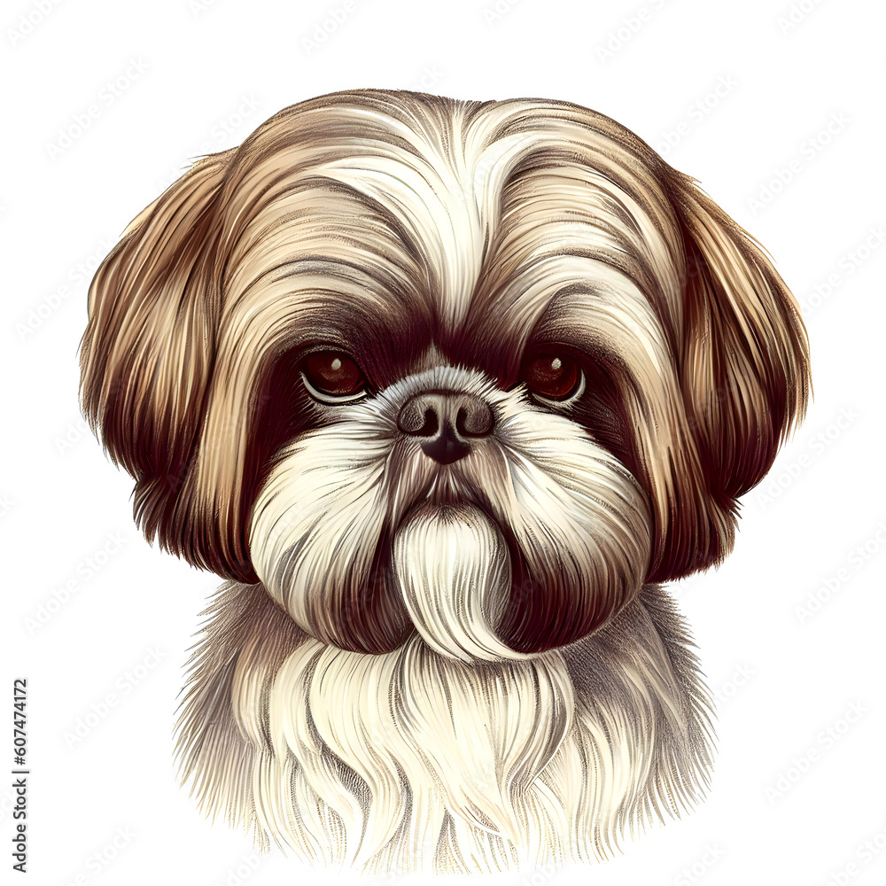 portrait of a shih tzu dog pencil drawing illustration isolated on ...