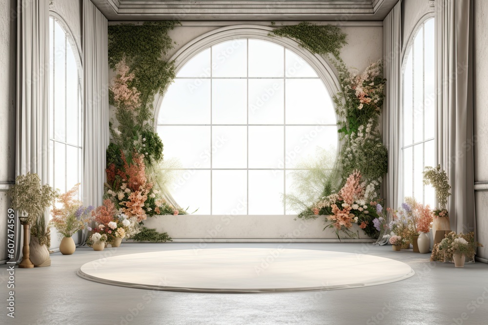 wedding backdrop aesthetic flower decoration indoor studio white ...