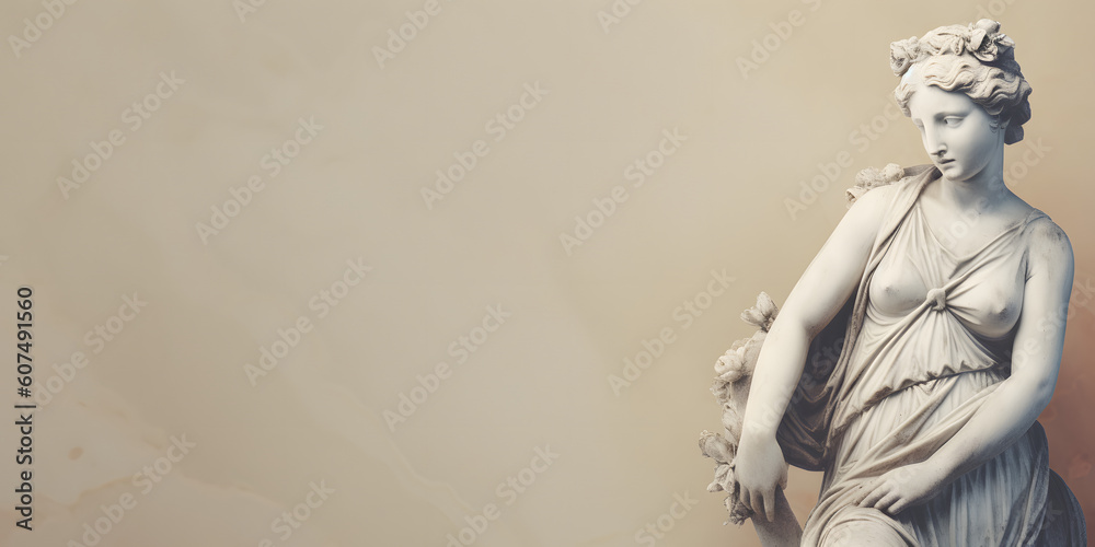 Marble statue of an ancient Greek goddess on pastel background Stock ...