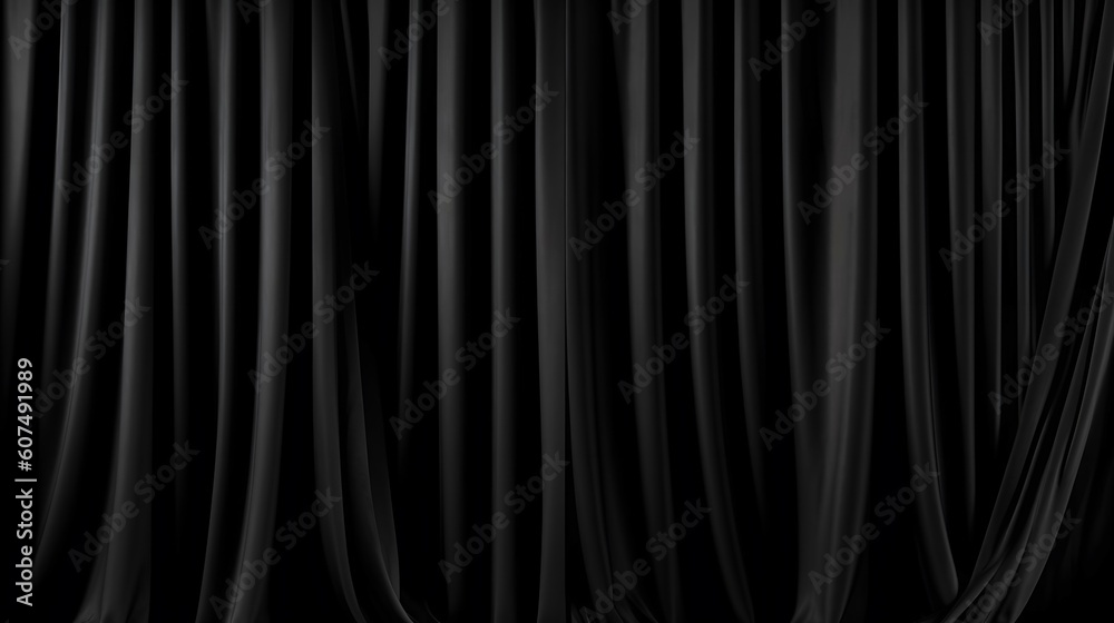 Seamless black theater curtains background. Luxurious silky velvet ...