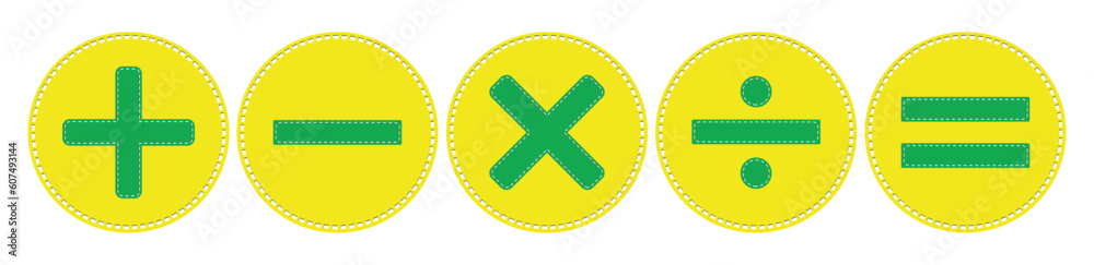 Math symbols Plus sign, subtraction, multiplication, and division ...