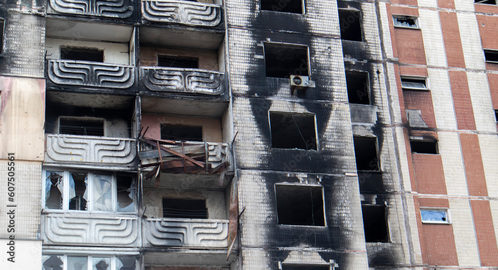 The destruction of a multi-storey building after being hit by an ...