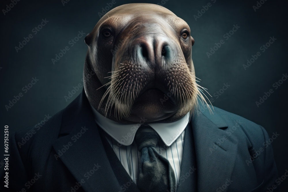 Anthropomorphic walrus dressed in a suit like a businessman. Business ...