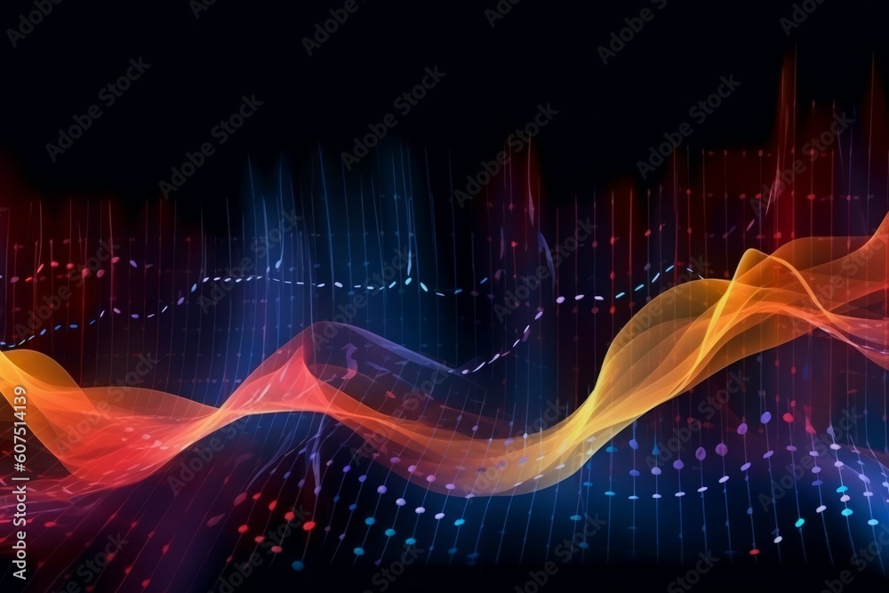Wave of musical sounds abstract background with interweave. Backdrop ...
