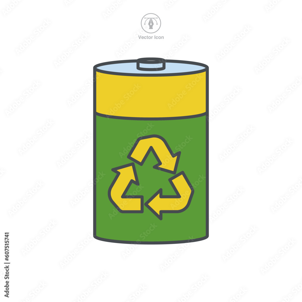 Battery Recycling Icon. Battery image and recycling symbol template for ...