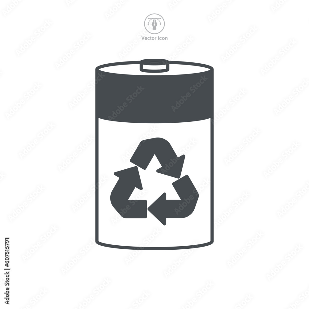 Battery Recycling Icon. Battery image and recycling symbol template for ...