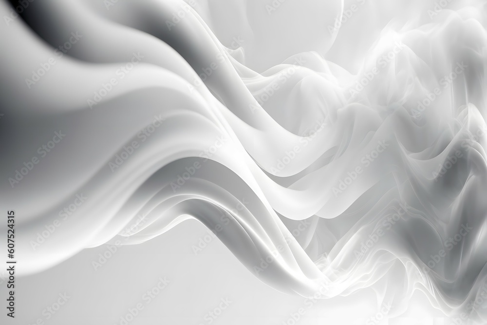 Abstract background with smooth bright white wave. Smoke wave and white ...