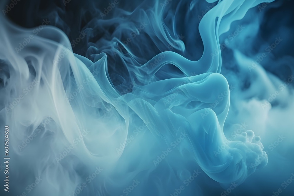 Abstract background with smooth soft blue wave. Smoke wave and white ...