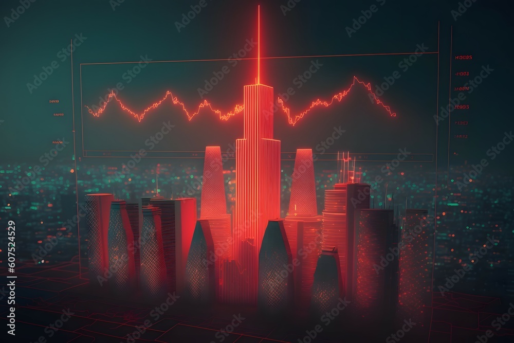 Investing, trading and real estate market crisis concept with digital ...