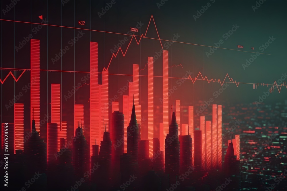 Investing, trading and real estate market crisis concept with digital ...