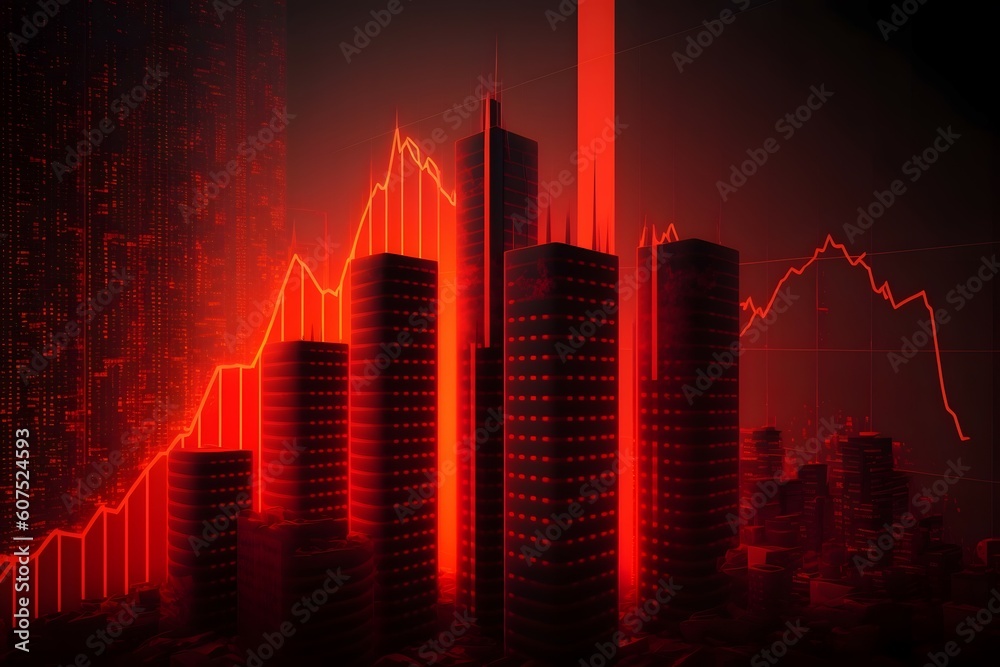 Investing, trading and real estate market crisis concept with digital ...