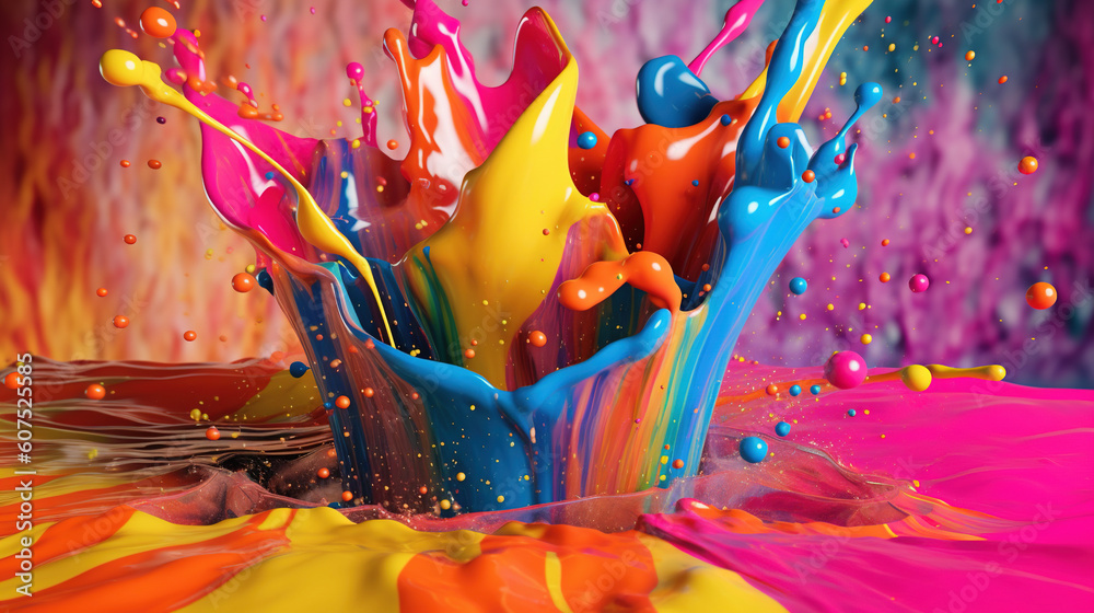 Abstract colorful paint splash 4k wallpaper. AI Stock Illustration ...