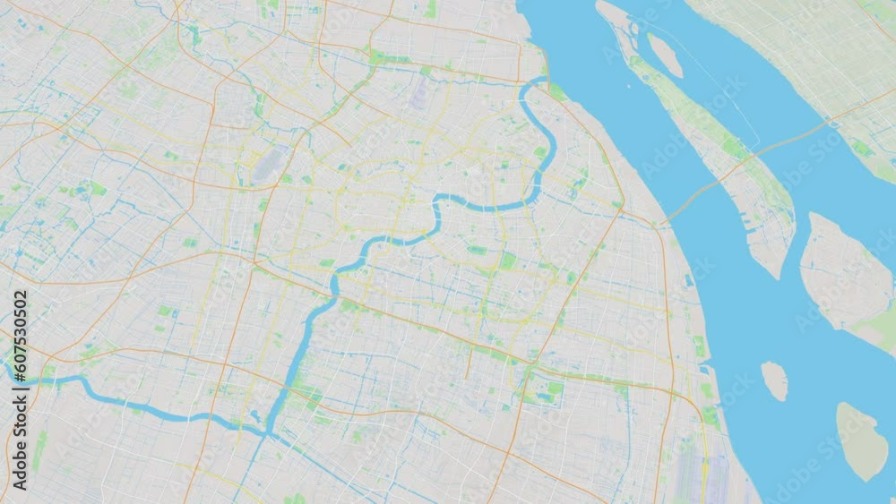 Common simple Shanghai map background loop. Spinning around China city ...