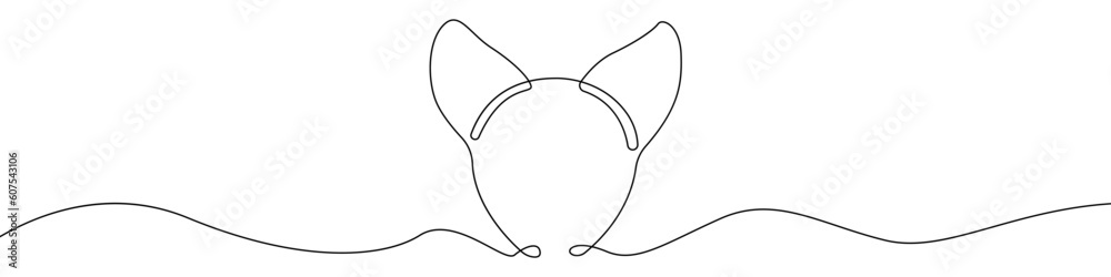 Cat ears hoop icon line continuous drawing vector. One line Cat ears ...