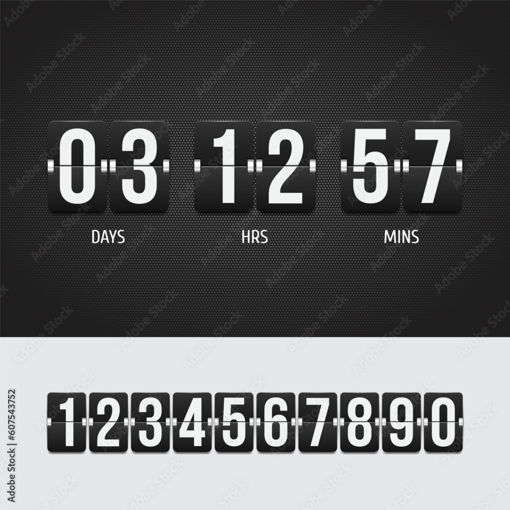 Mechanical scoreboard. Countdown timer. Clock counter. Vector template for your design. Stock ...