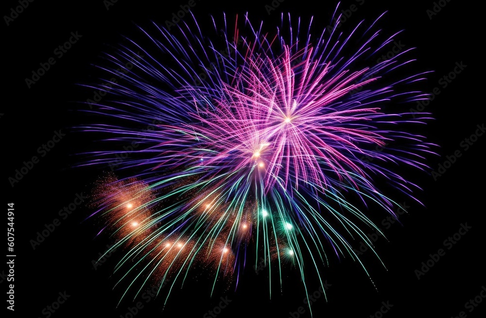 4th July Fireworks Fireworks Display On Dark Sky Background Created With Generative Ai