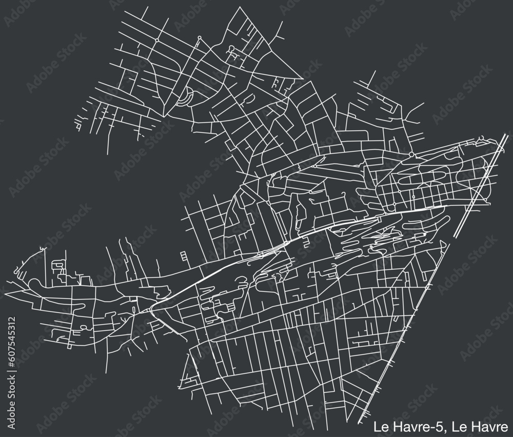 Detailed hand-drawn navigational urban street roads map of the LE HAVRE ...
