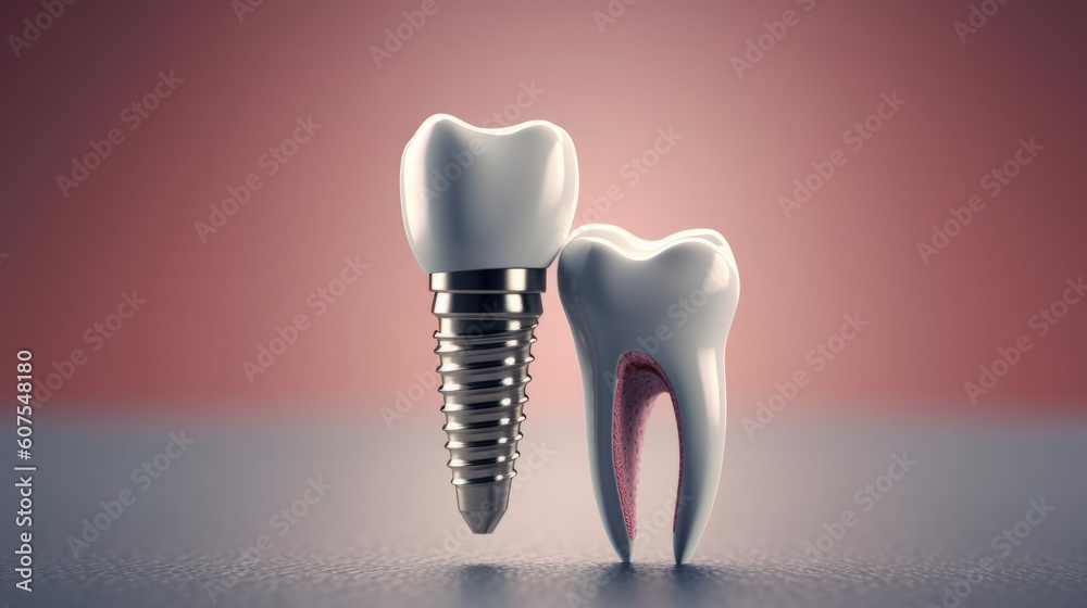 Anatomy of healthy teeth and tooth dental implant. Generative AI Stock ...