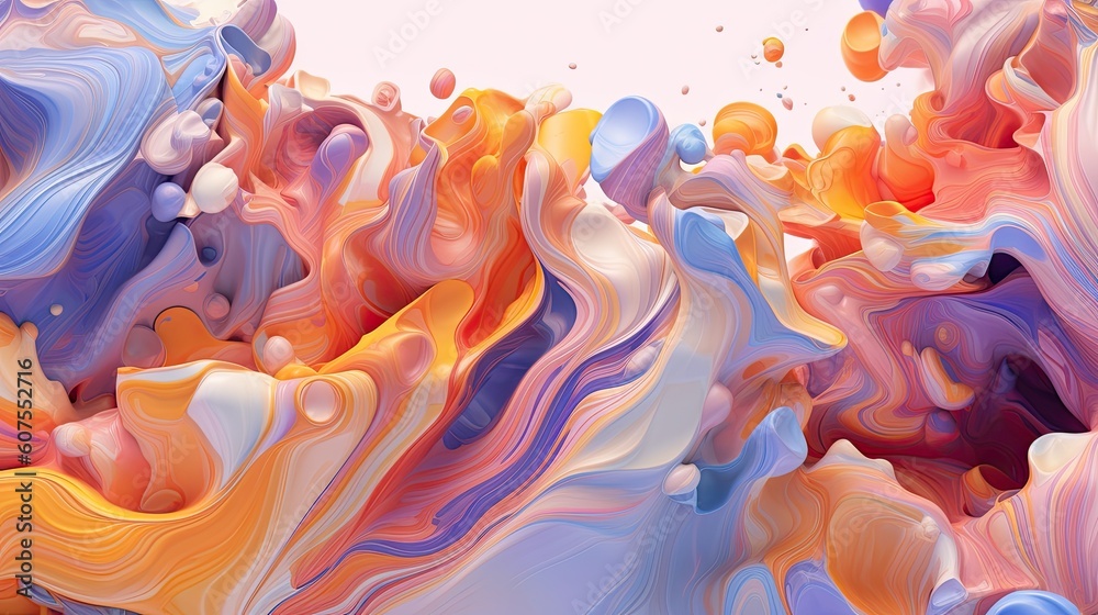 An immersive wallpaper featuring a symphony of liquid shapes and forms ...