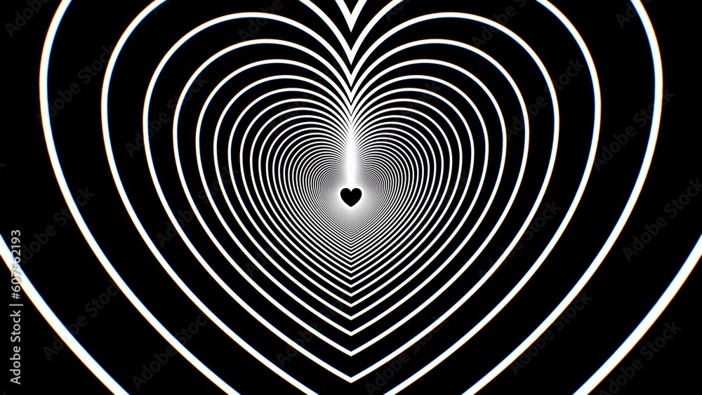 Inside Black And White Heart Endless Tunnel Moving Expanding Shapes ...