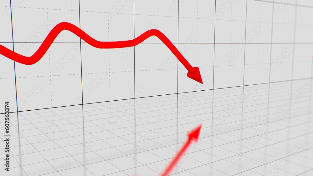 Red Stock Market Arrow 3D Chart of Volatile Market Conditions Graph ...