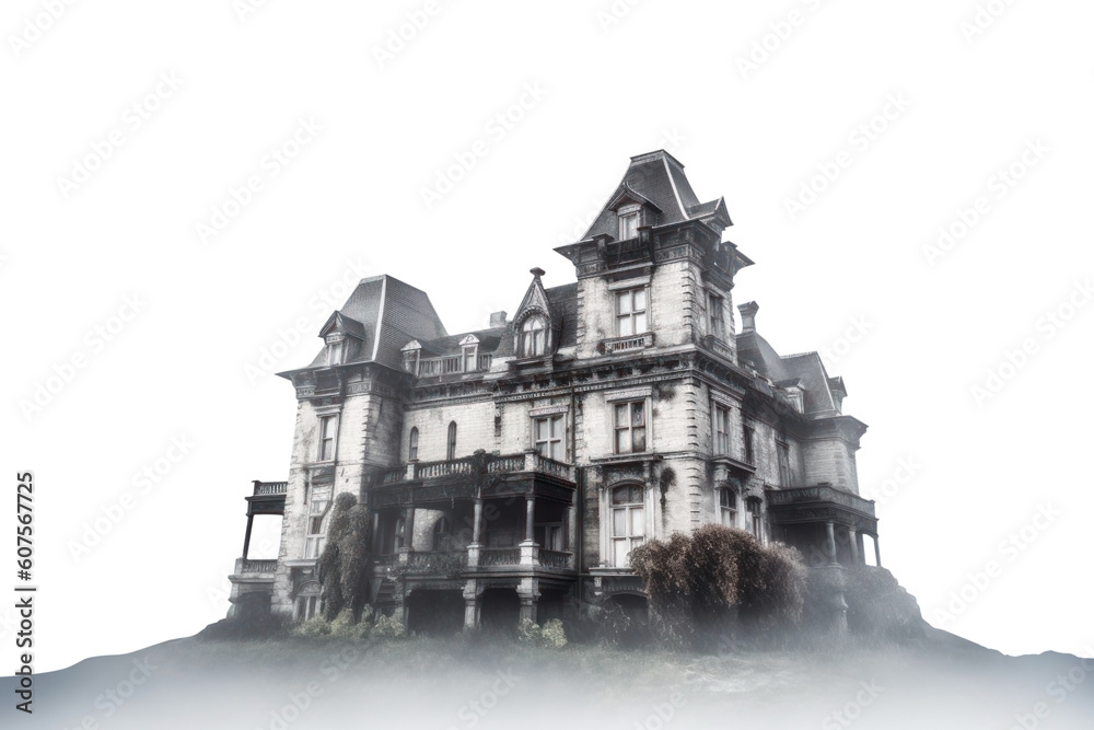 haunted white stone manor. mansion. abandoned ghost mansion. Isolated ...