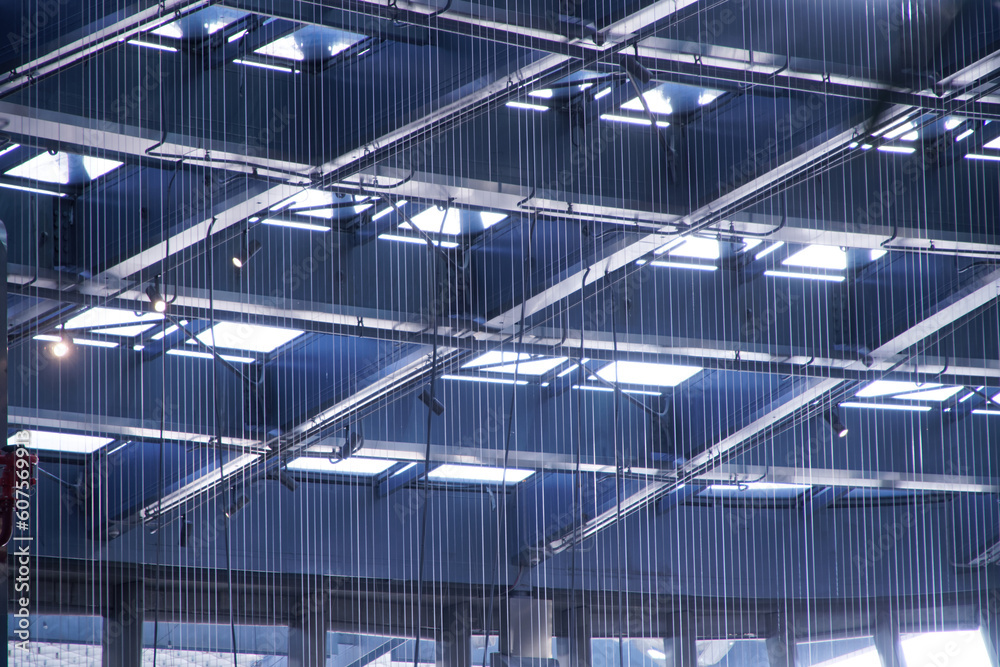 Fragment of light-transmitting ceiling with built-in windows in ...