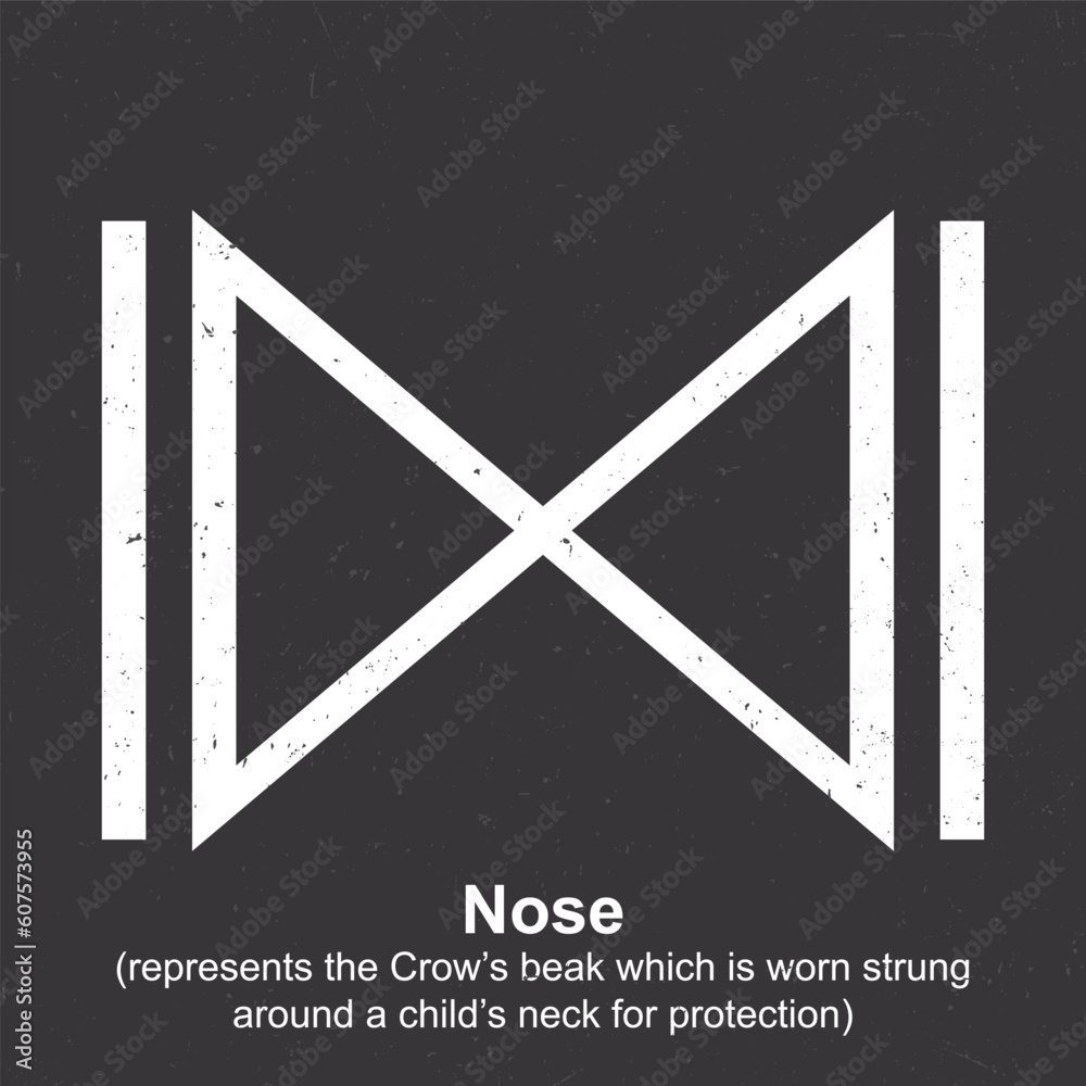 Nose (represents the Crow’s beak which is worn strung around a child’s ...