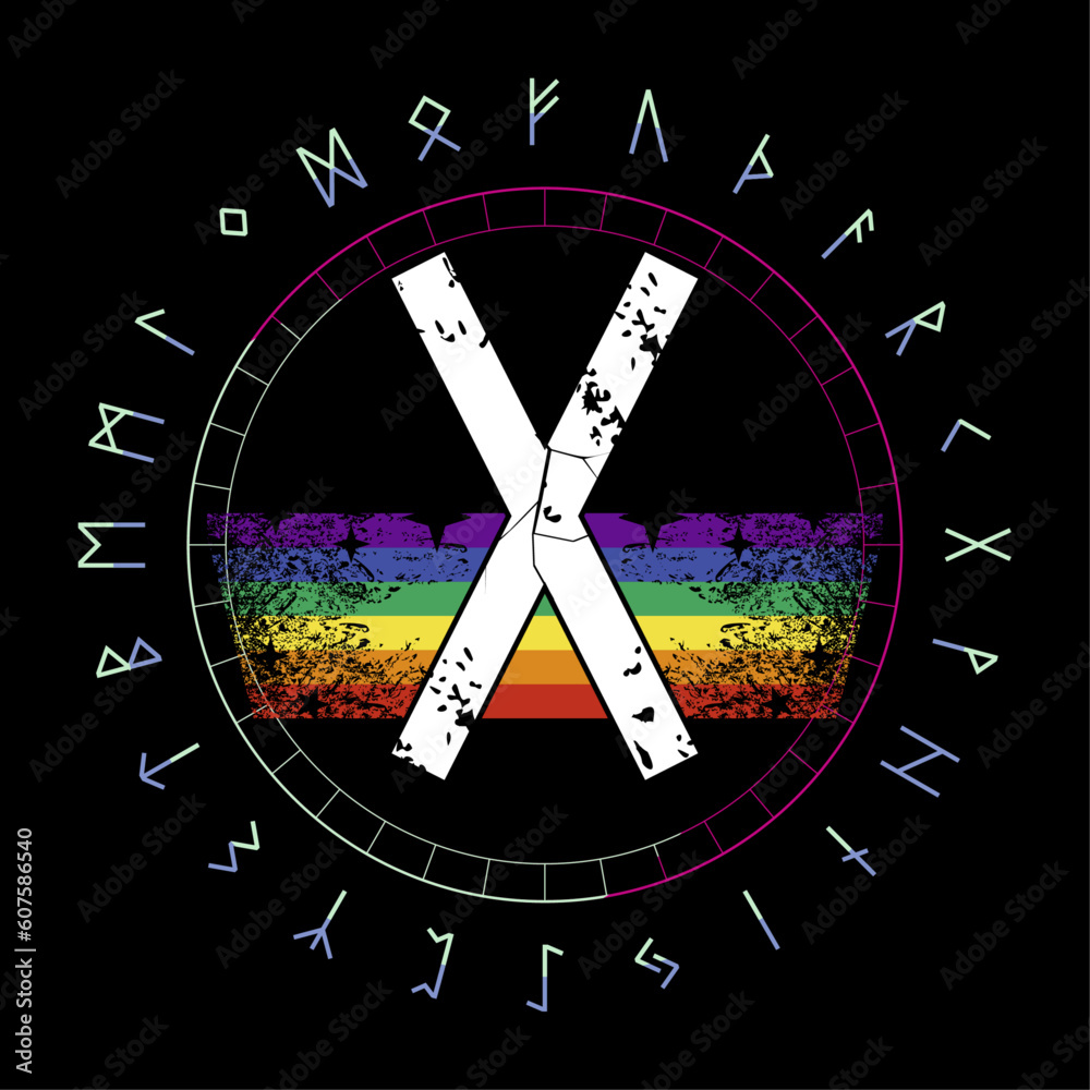 vector illustration of runic alphabet in circular design. Runic letter ...