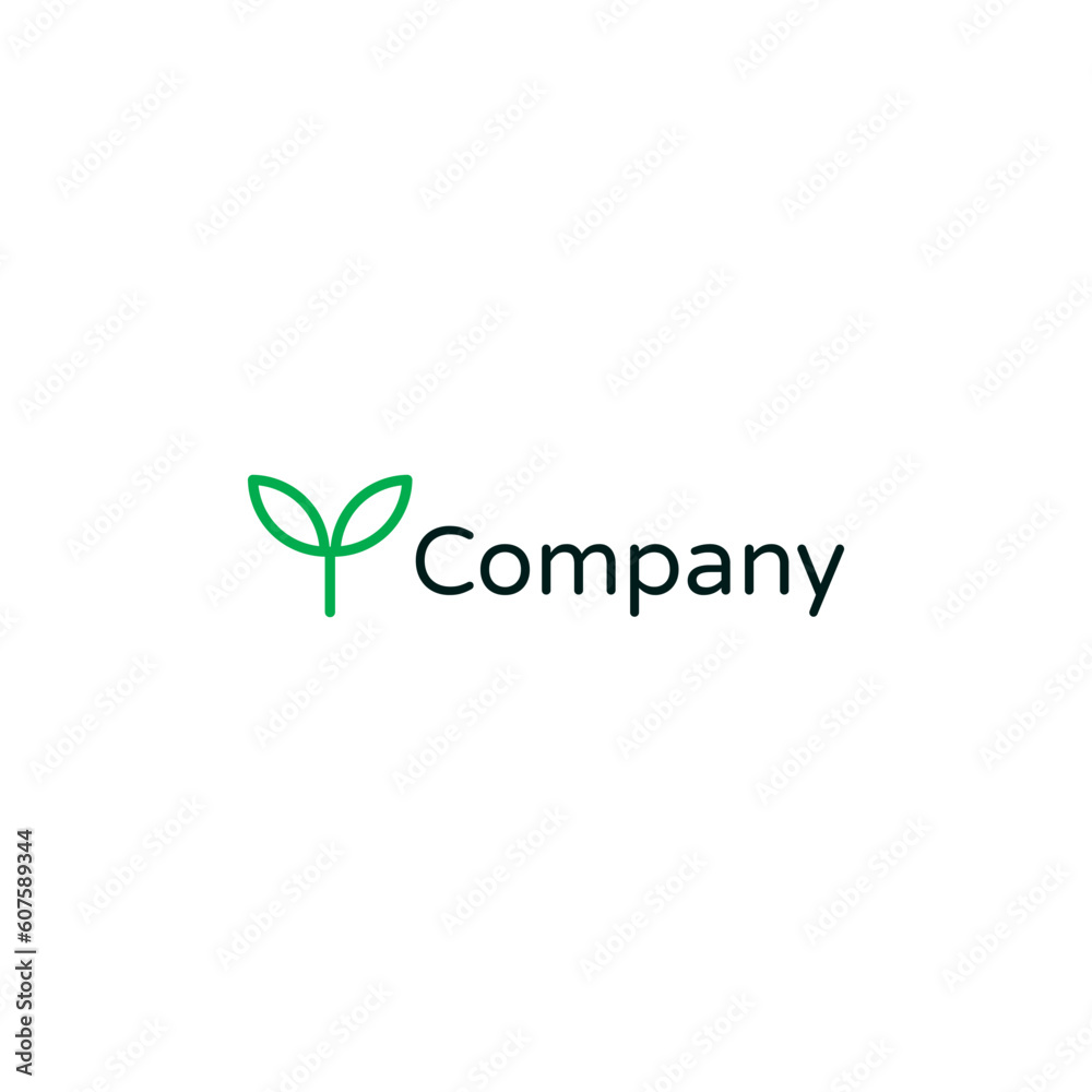 Plant Vector Green Simple Logo Design on White Background. Modern Flat ...