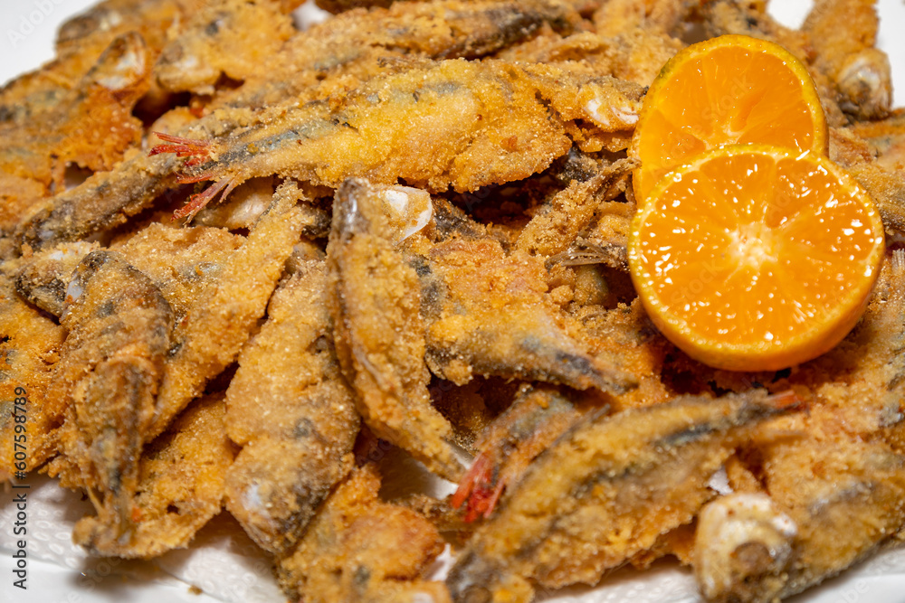 Foto de Fried Lambari do Rabo Vermelho (Astyanax bimaculatus) typical ...