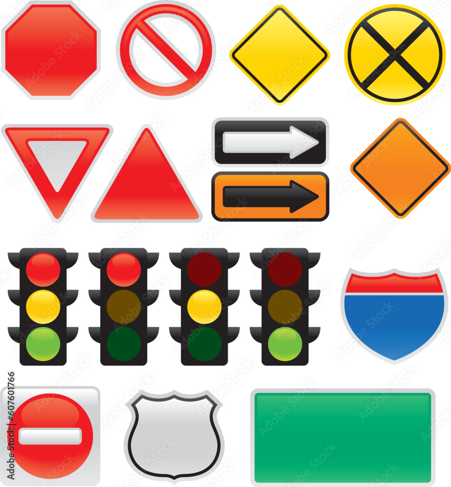 A collection of vector traffic signs and symbols. Great for use on maps ...