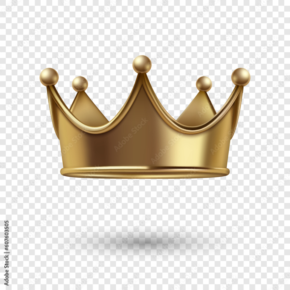 Vetor de Vector 3d Realistic Golden Crown Icon Closeup Isolated. Yellow Metallic Crown Design ...