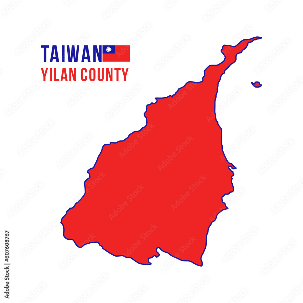 Vetor de Administrative region of Yilan County map in Taiwan. Vector ...