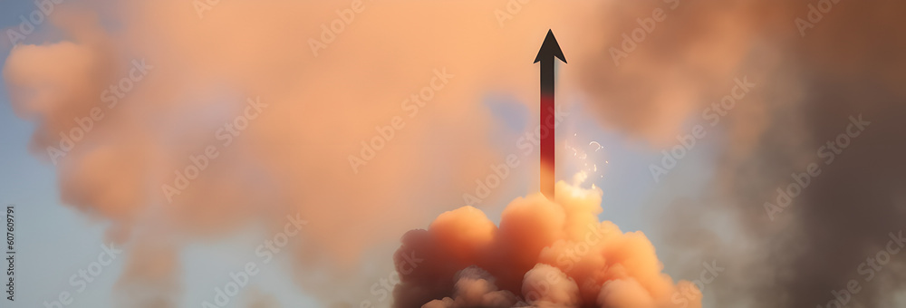 Growth concept with up arrow explosion and lift off, 3d render Stock ...