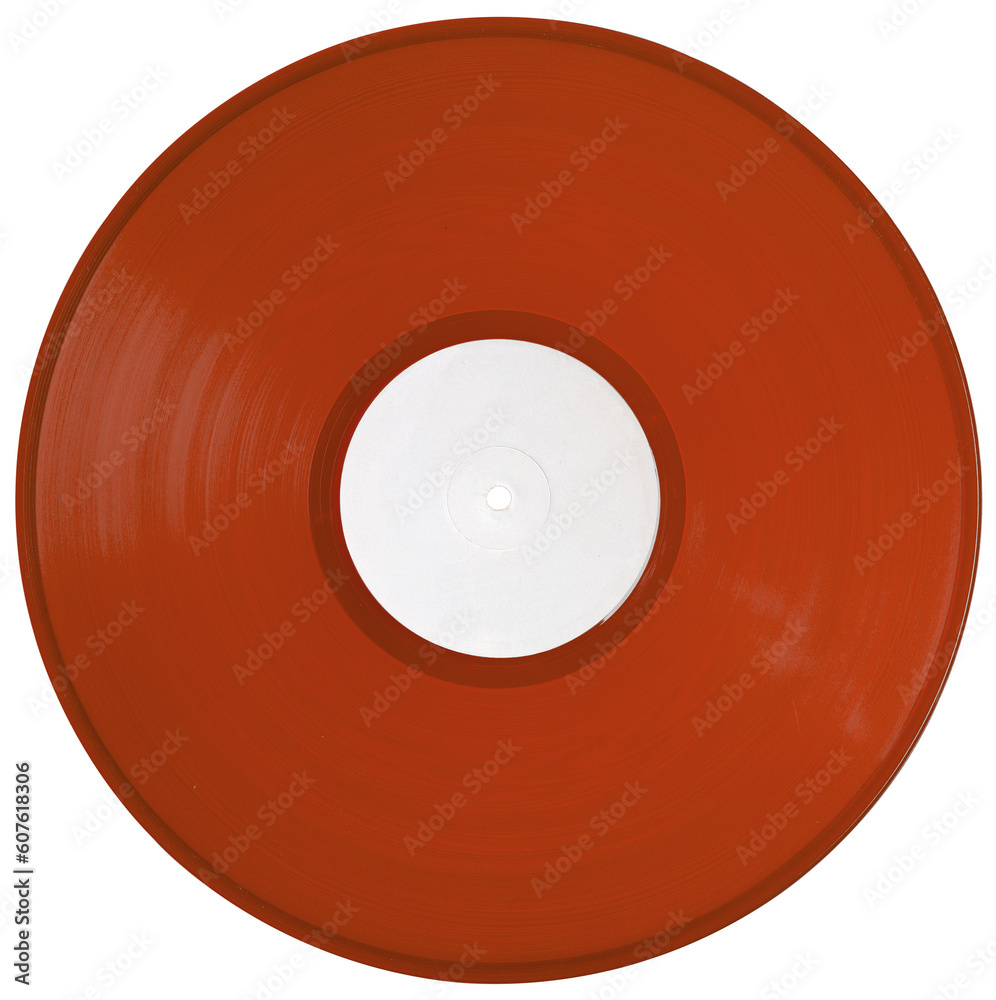 Red vinyl record 12'' realistic photography, isolated png on ...