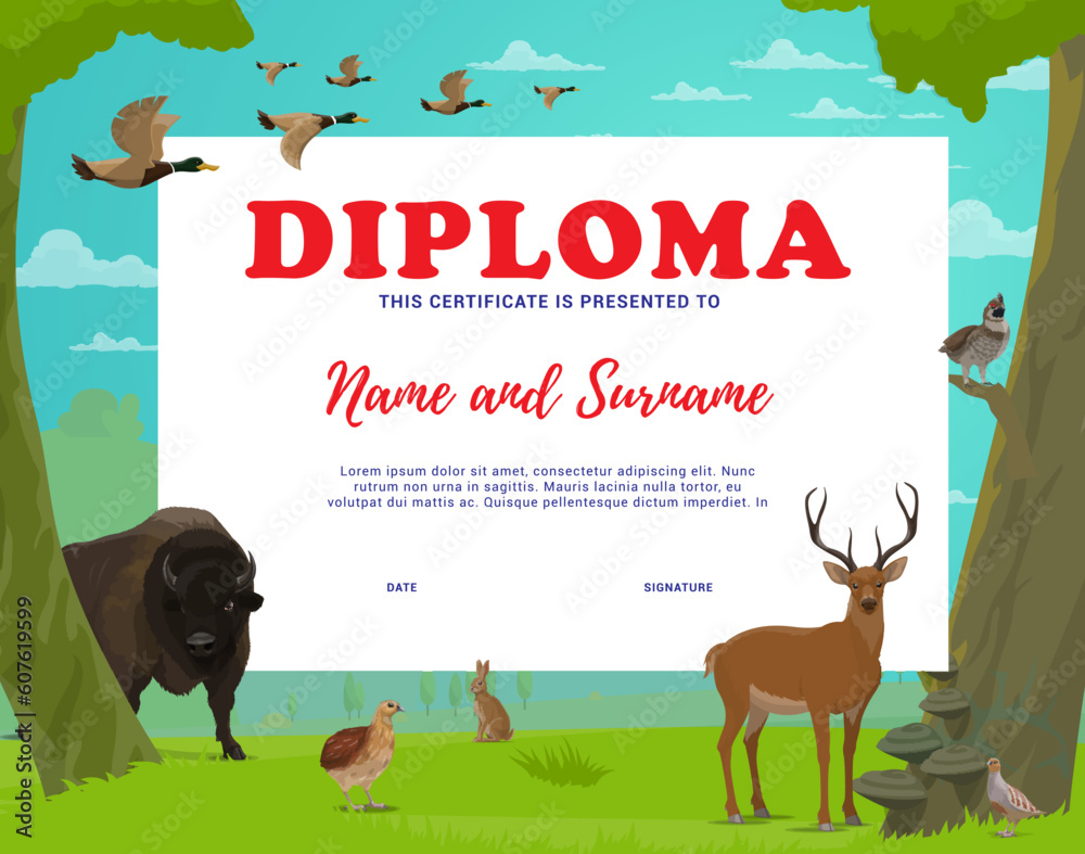Hunting, environment, world animal day diploma. Hunting sport ...