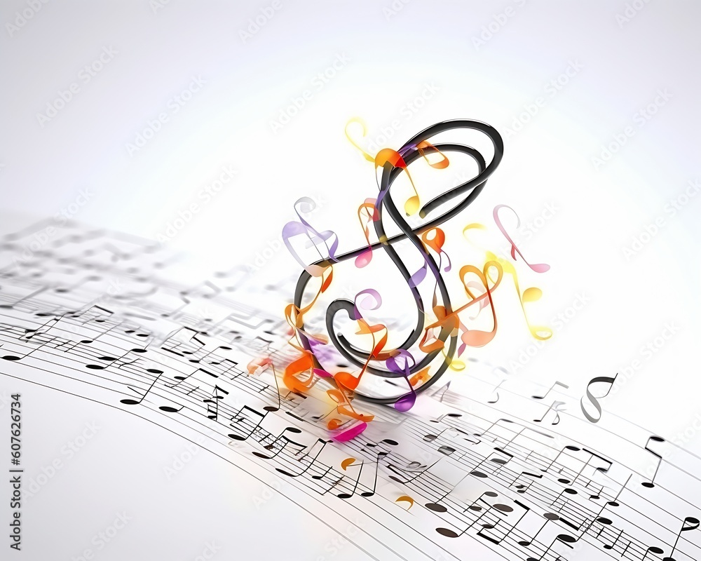musical notes treble sheet music pure color background profile cute ...