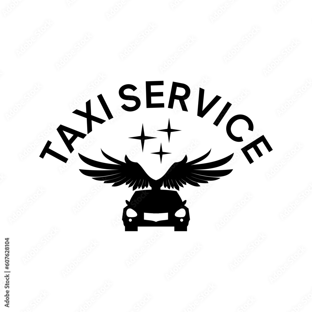 Taxi service logo on isolated white background. Car with wings to show ...