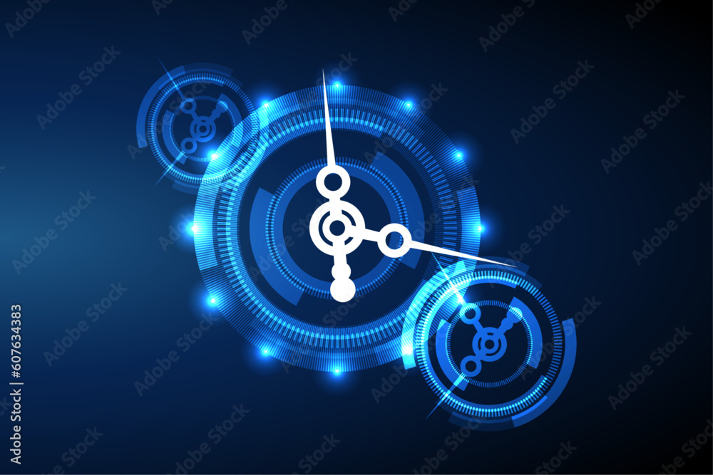 Technology-inspired clock design. Futuristic technology background with ...