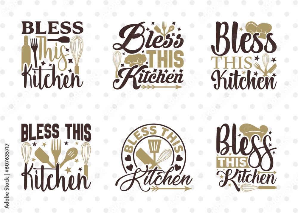 Bless This Kitchen SVG Bundle, Blessing Svg, Cooking Mom Svg, Chef Cap ...
