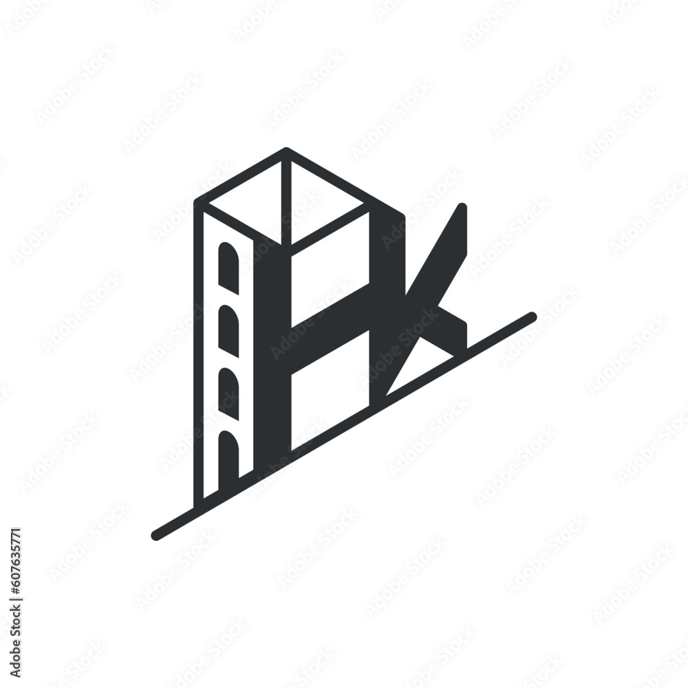 HK initial monogram building logo for real estate, Letter HK and KH ...