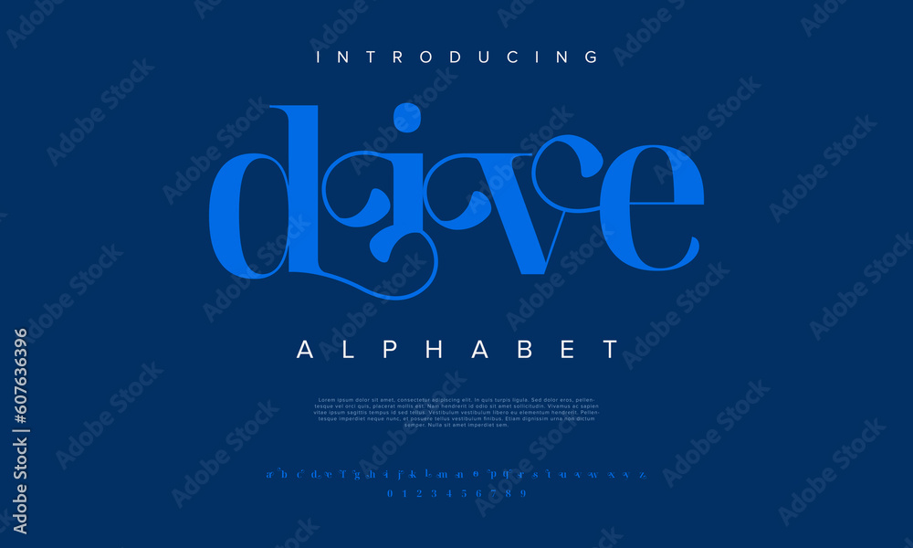 Dive abstract fashion wedding logo font alphabet. Minimal modern urban ...