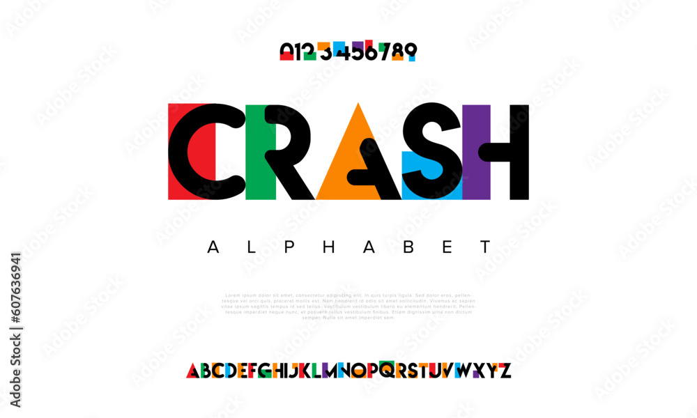 Crash abstract digital technology logo font alphabet. Minimal modern ...