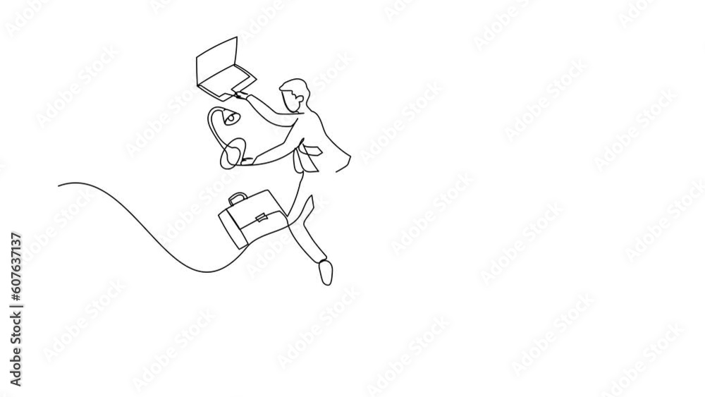 Self drawing animation of single line draw businessman kicked out of ...