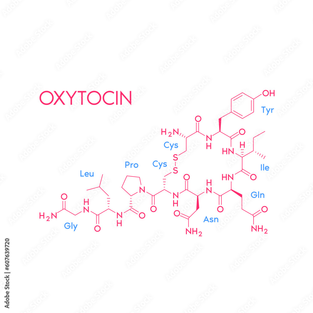 Oxytocin structural chemical formula isolated on white background ...